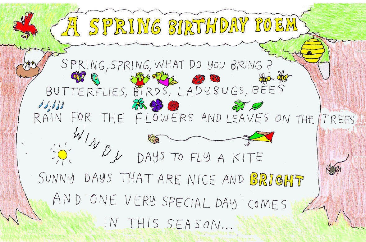 Kids Birthday Card - Spring - Etsy