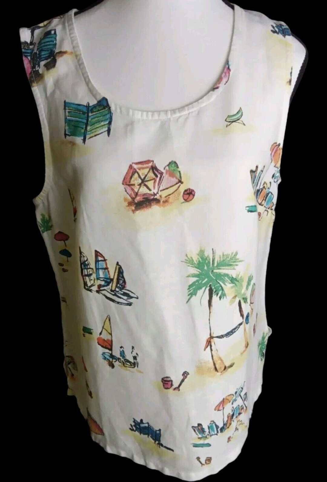 ORCHADIA Top Size M Linen Blend Beach Boho Sleeveless Slit Sides USA - Etsy