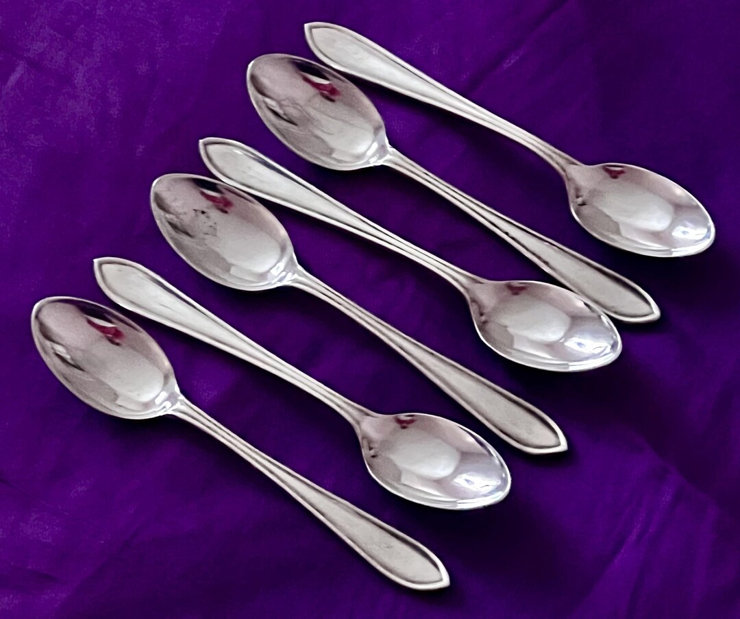 Pretty 1950s Vintage Set Six English Sheffield Silver Plate Teaspoons ...