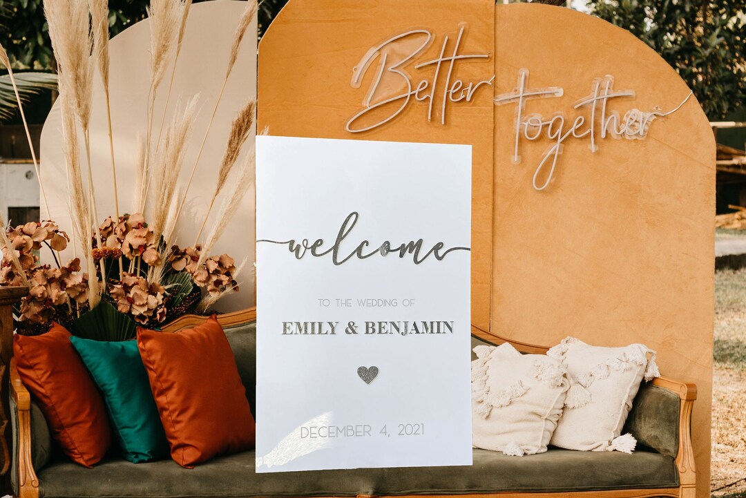 White Acrylic Wedding Welcome Sign Wedding Signage Custom - Etsy