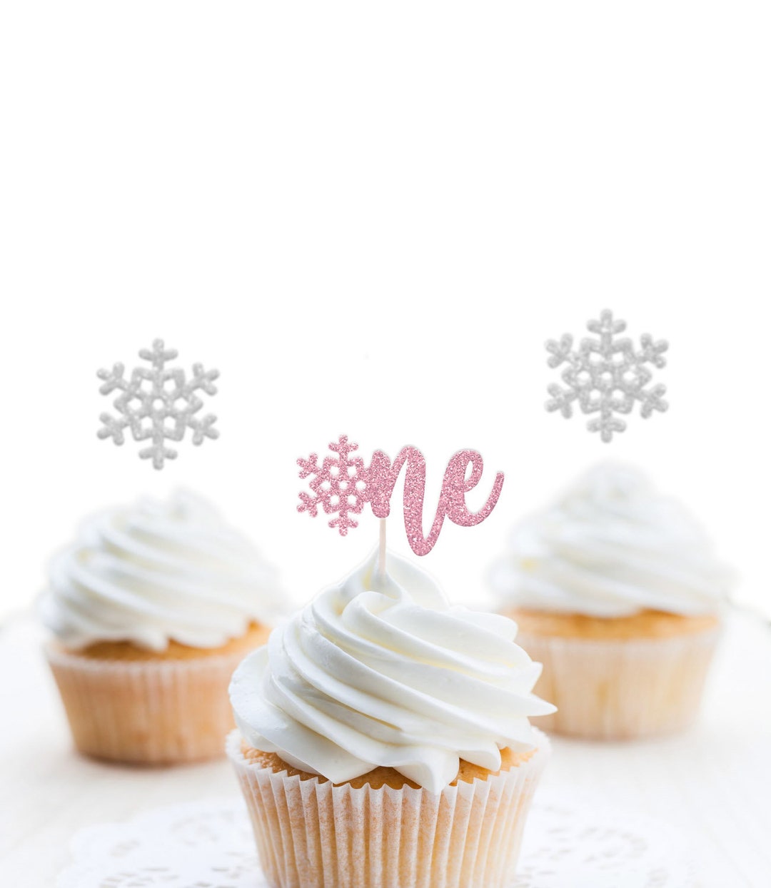 One Cupcake Toppers First Birthday Cupcake Toppers Snowflake - Etsy