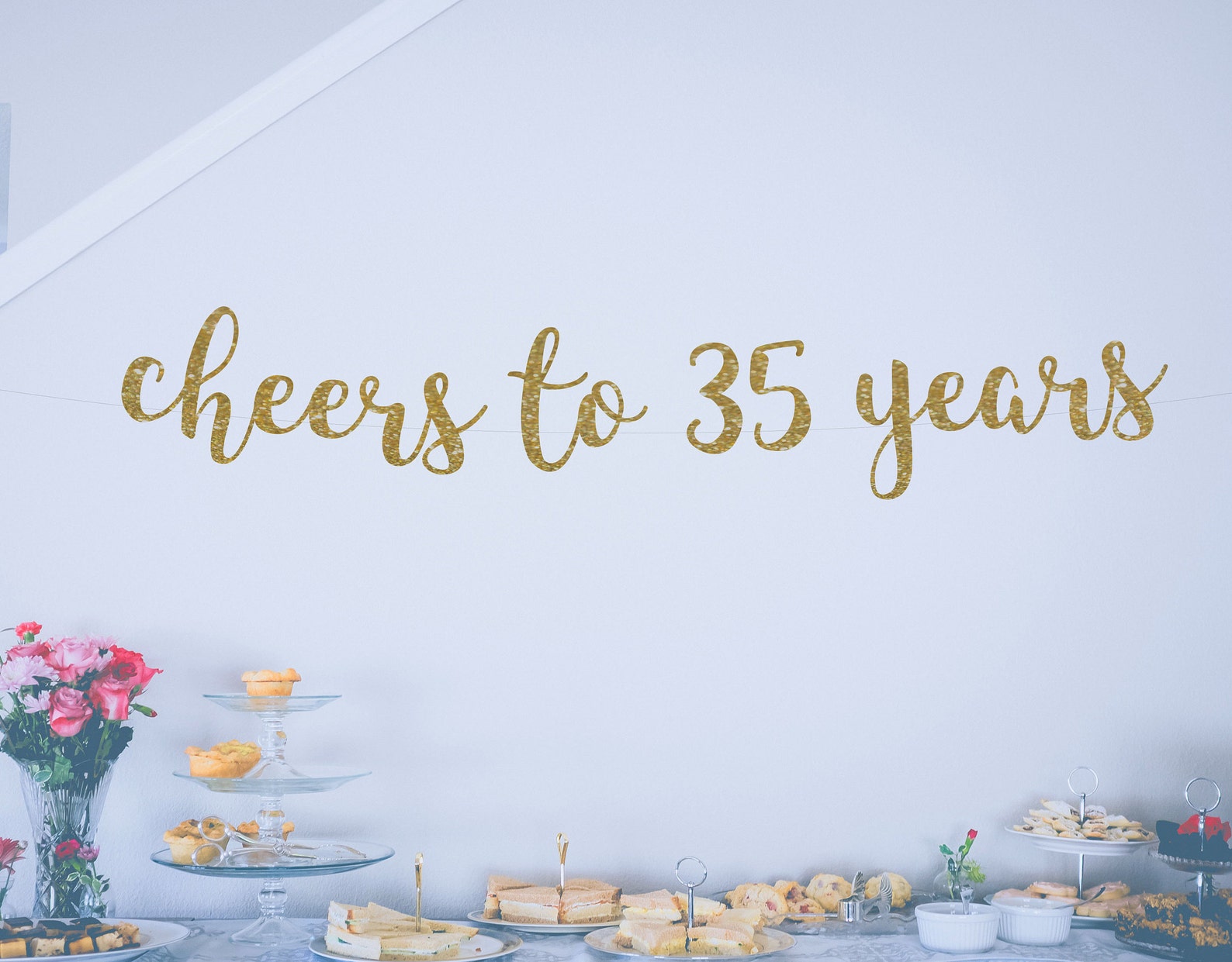 Cheers to 35 Years Banner 35th Birthday Decoration 35 and - Etsy