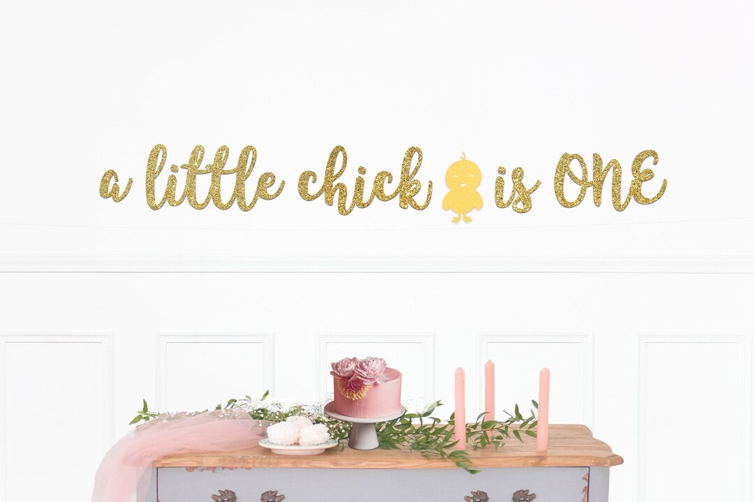 A Little Chick is One Banner 1st Birthday Banner Spring - Etsy