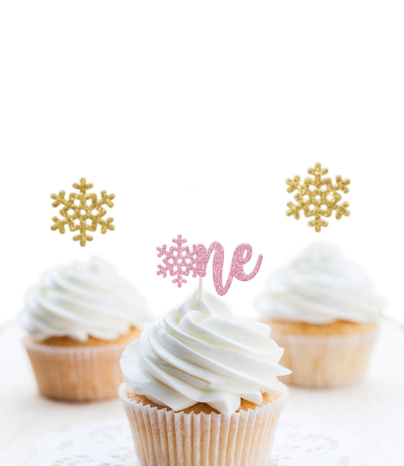 One Cupcake Toppers First Birthday Cupcake Toppers Snowflake | Etsy