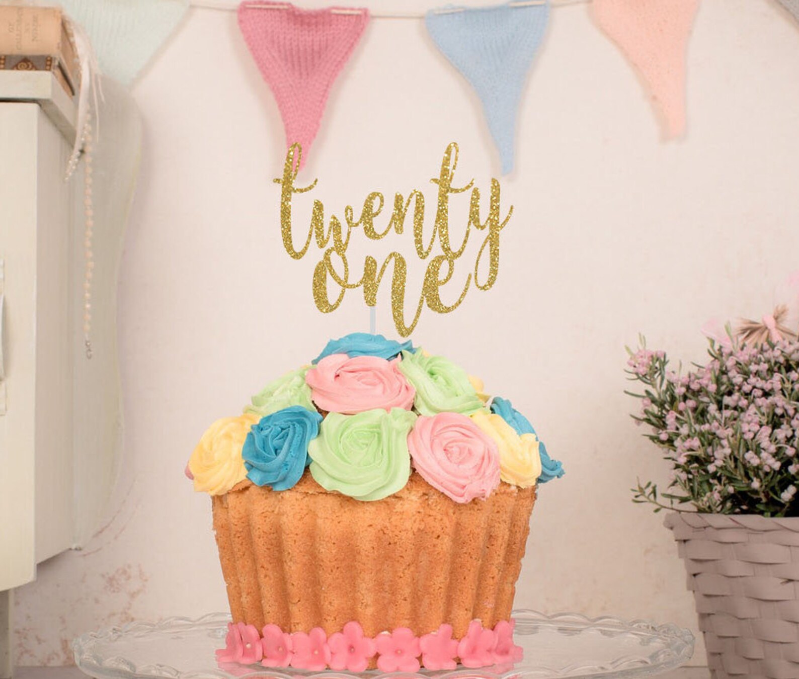 Twenty One Cake Topper 21st Birthday Glitter Cake Topper | Etsy