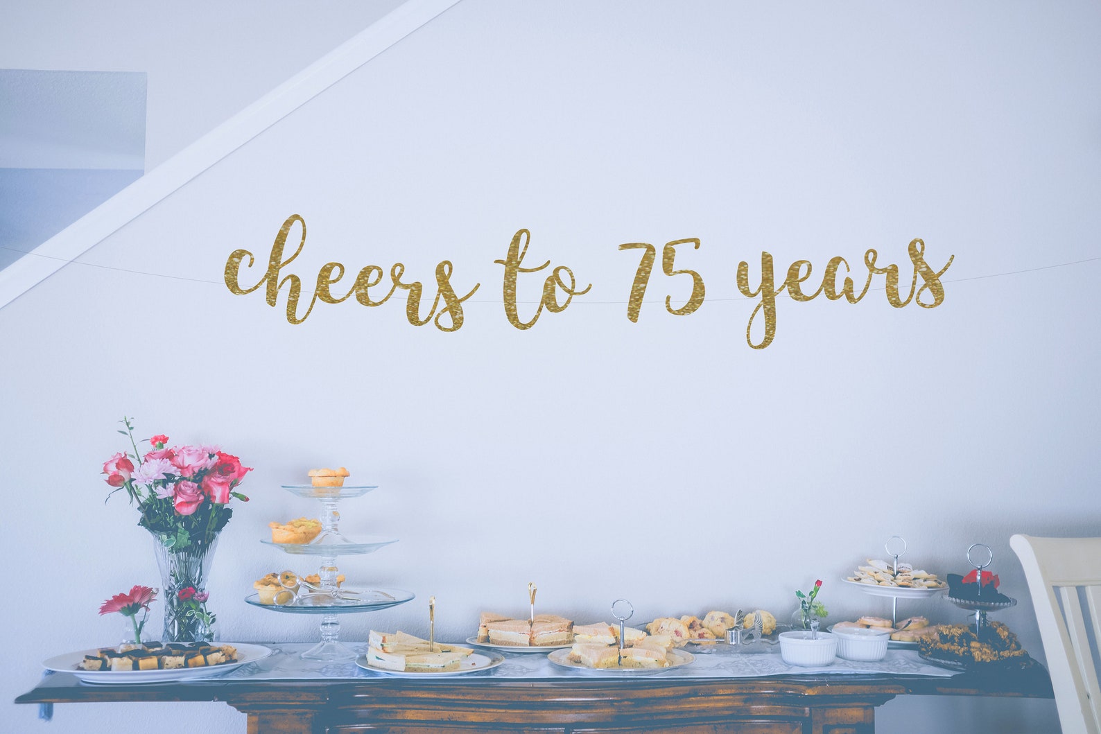 Cheers to 75 Years Banner 75th Birthday Party 75th | Etsy