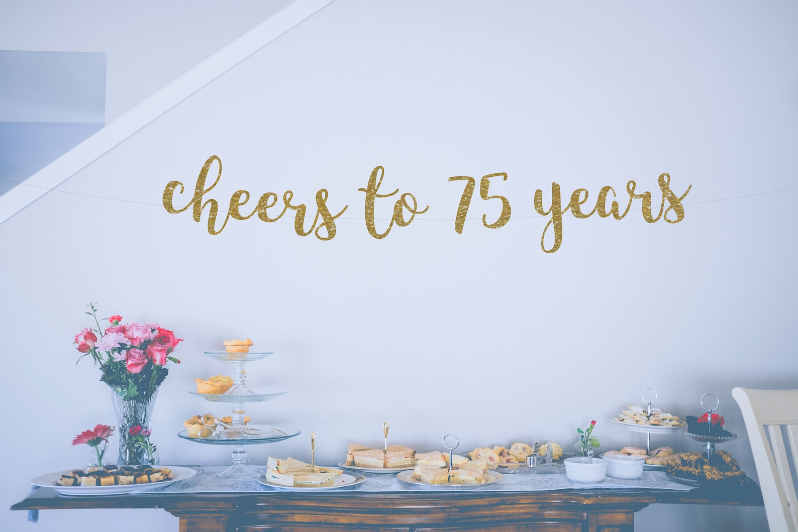 Cheers to 75 Years Banner 75th Birthday Party 75th | Etsy