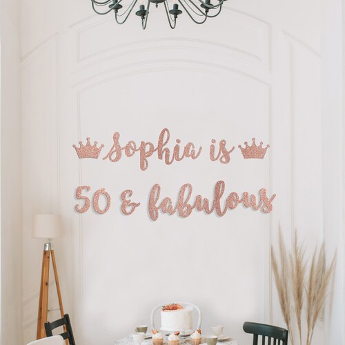 50 And Fabulous Banner 50th Birthday Party Decorations 50th Etsy