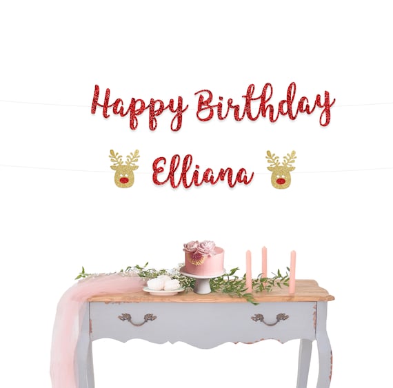 Happy Birthday Banner Reindeer Birthday Banner December | Etsy