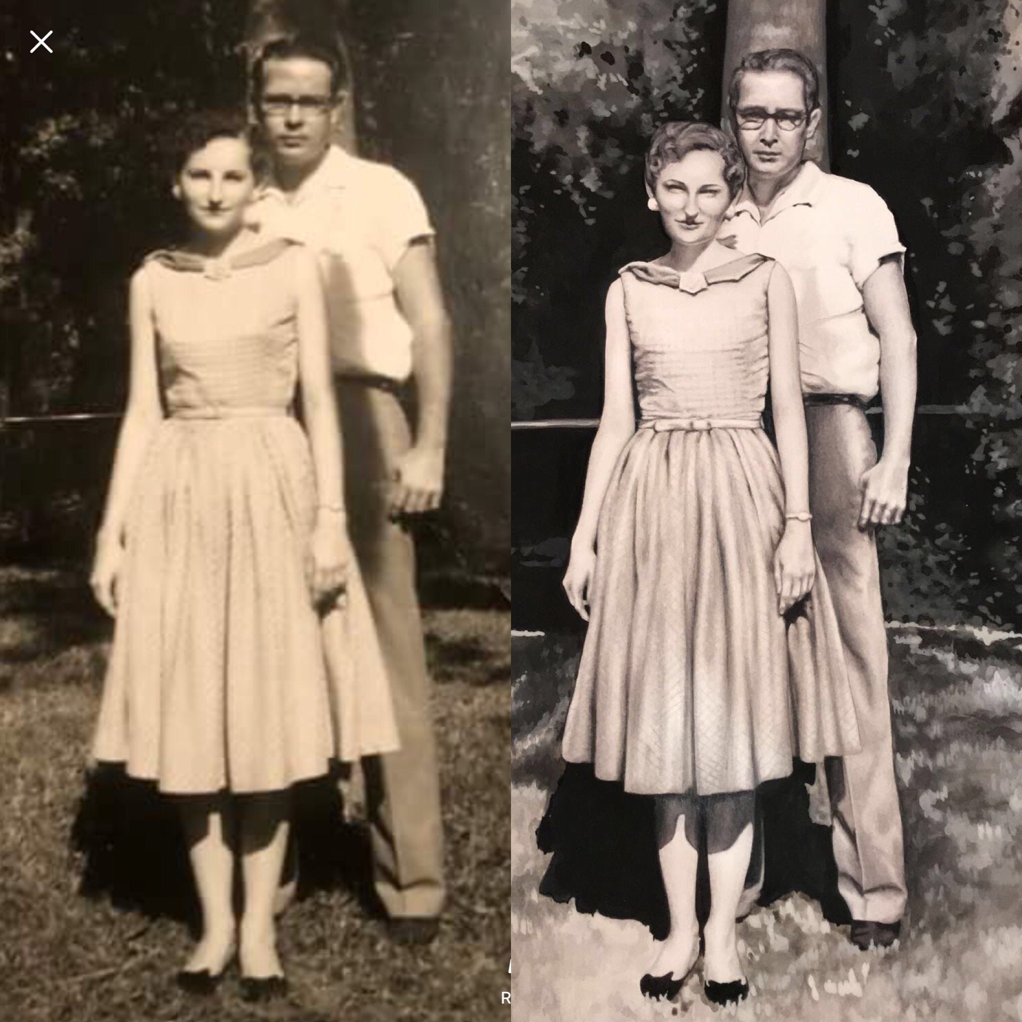 Custom Prismacolor & Watercolor Gray-scale Portrait 11x14 - Etsy