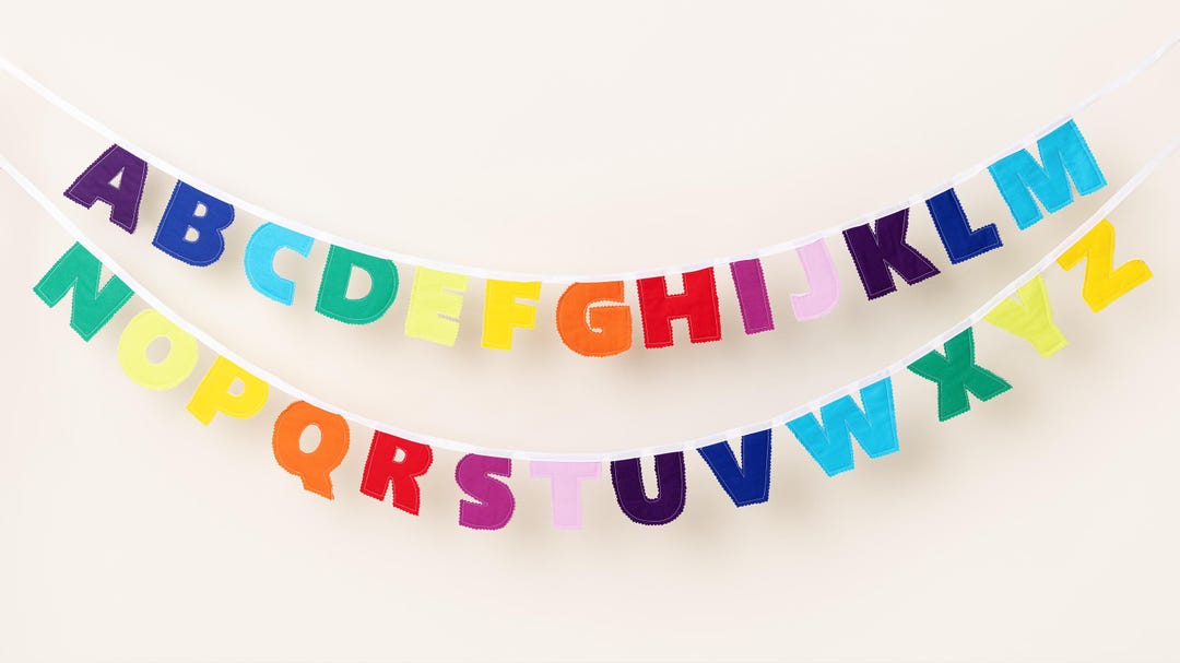 Bright Rainbow Alphabet Fabric Banner + Number Bunting - Etsy