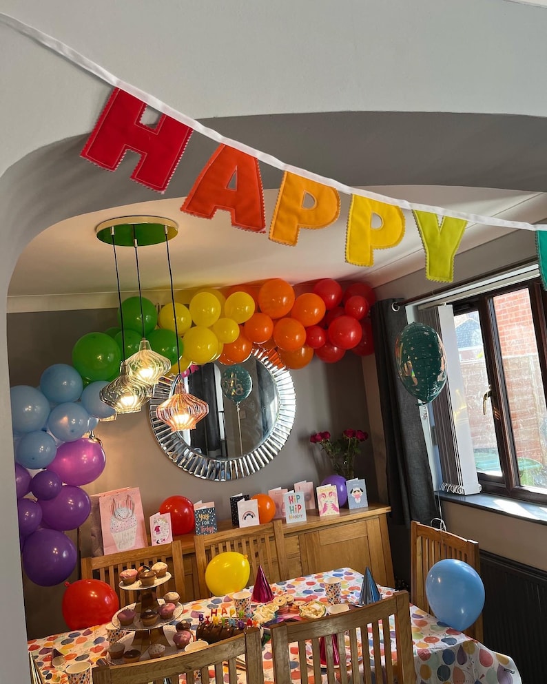 Rainbow Bright Happy Birthday Fabric Bunting/ Garland - Etsy