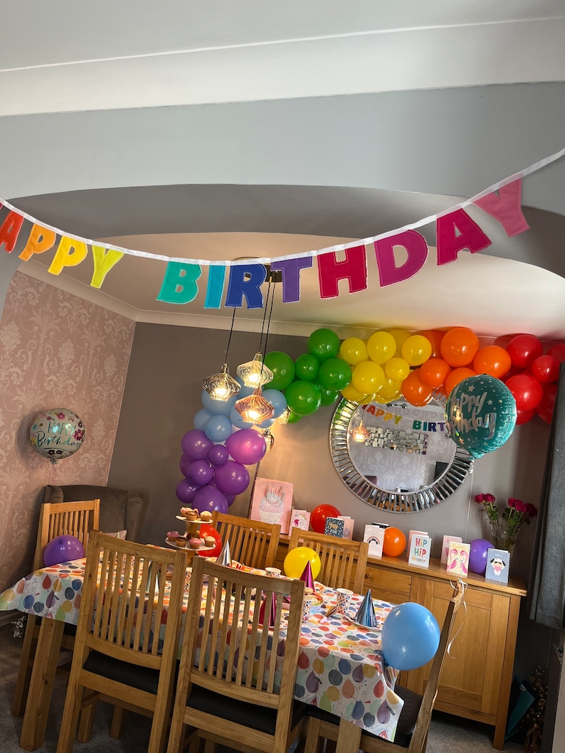 Rainbow Bright Happy Birthday Fabric Bunting/ Garland - Etsy