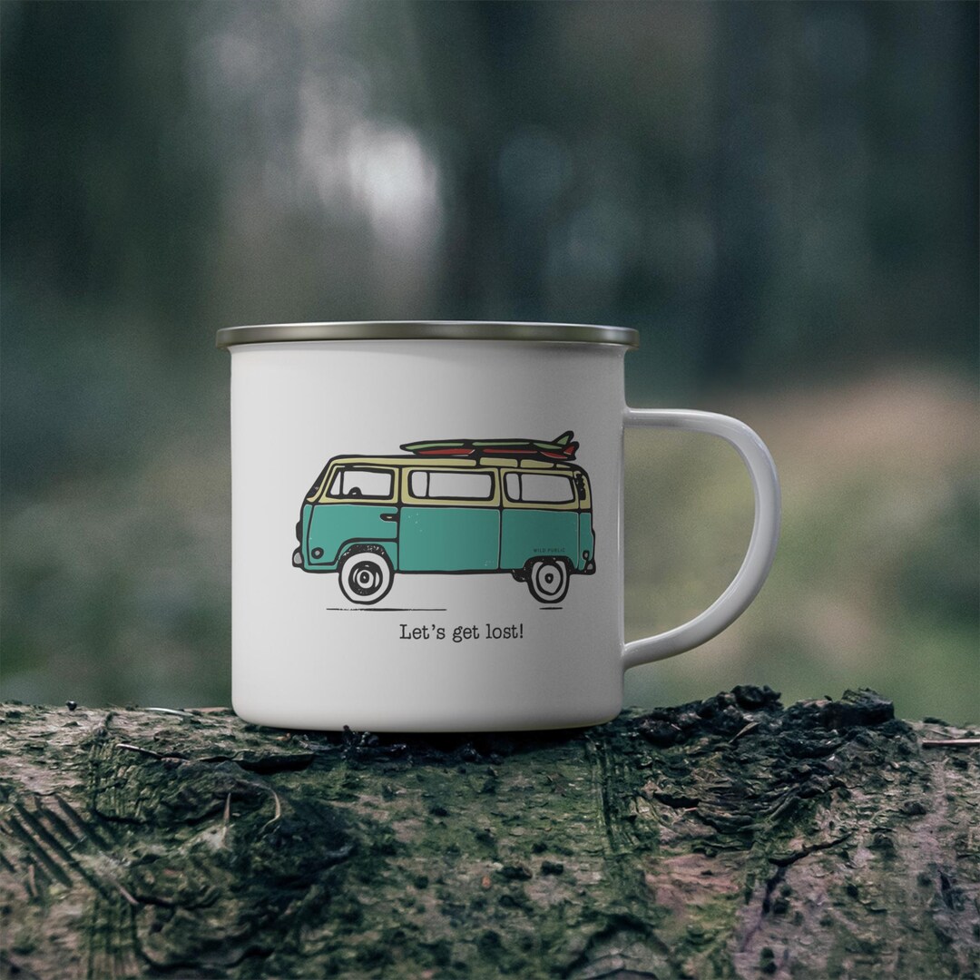 Lets Get Lost VW Bus Vintage Adeventure Travel Enamel Camping Mug - Etsy