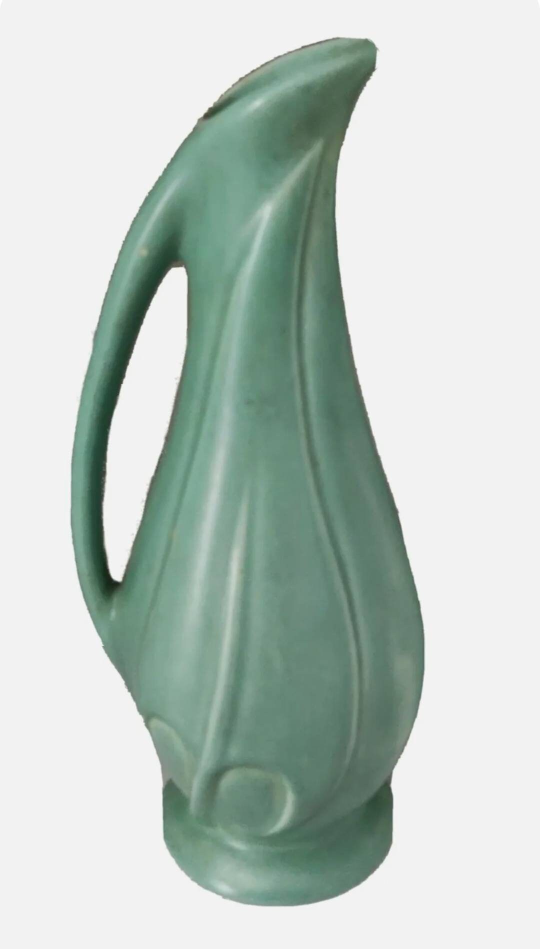 Mccoy Pottery Art Nouveau Art Deco Mint Green Leaf Vase 1940 Vintage - Etsy