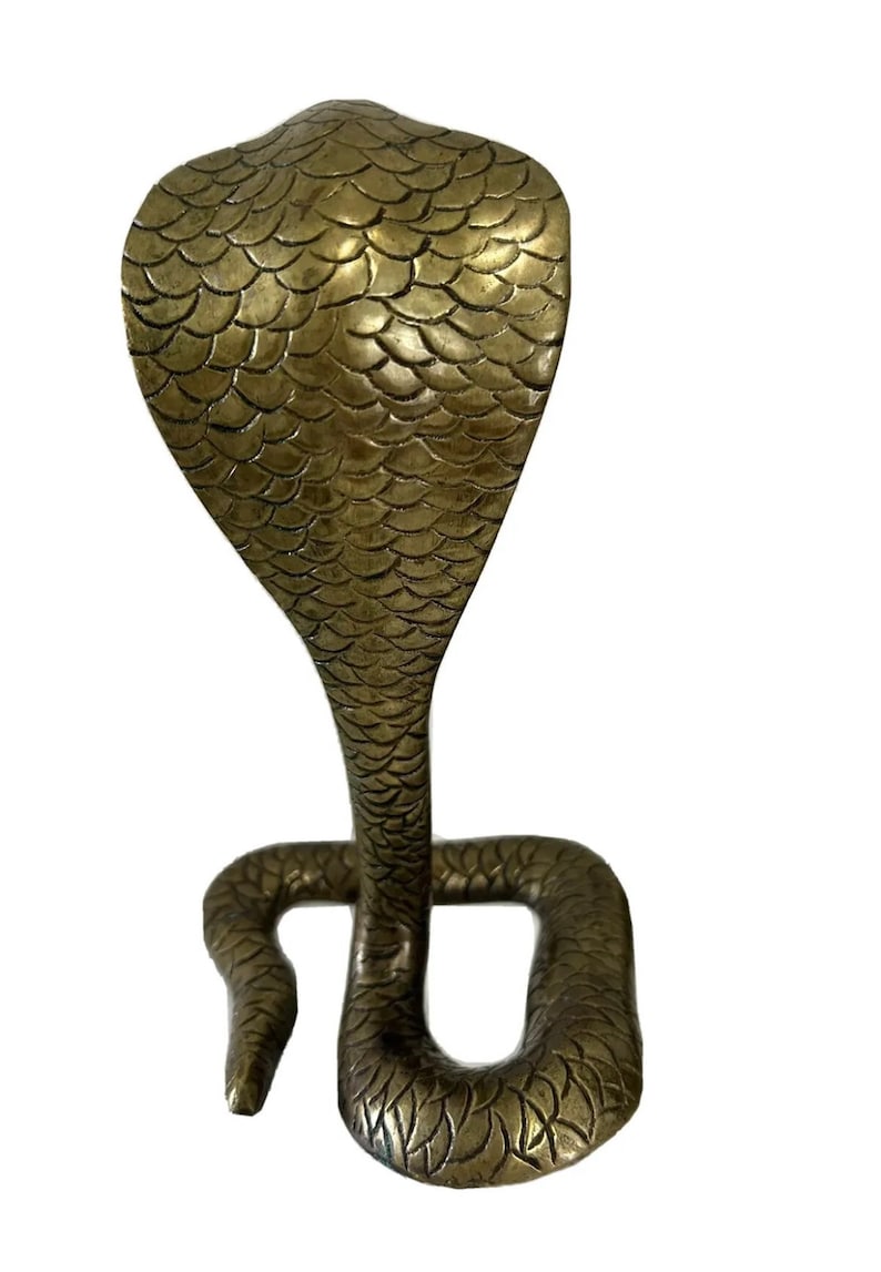 Pair Vintage King Cobra Snakes Snake Statue Figurine Patina Coiled ...