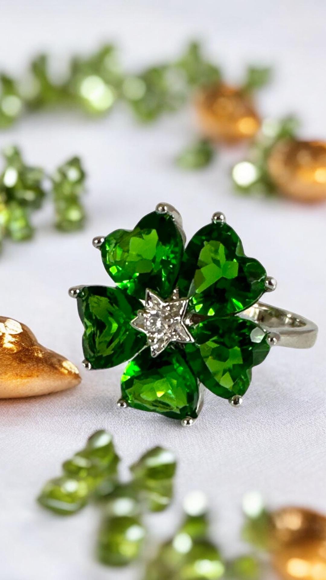 Green Helenite Heart Ring - Etsy