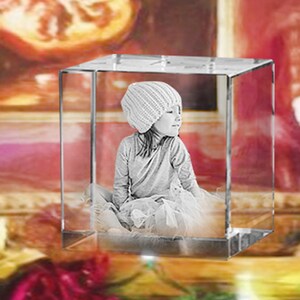 Laser Engraved Photo Crystal, 3D Photo Crystal Cube, 3D Photo Cube Gift ...
