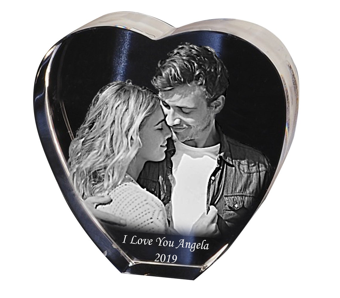 Laser Engraved Crystal Heart With Photo 15 Anniversary Gifts - Etsy UK