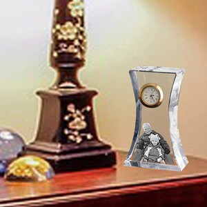 Laser Engraved Crystal Clock With Photo, Custom Crystal Desk Clock ...