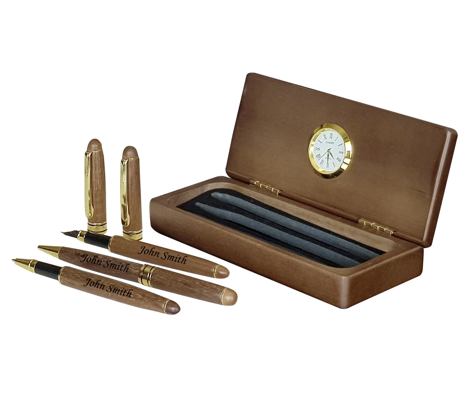 Personalized Laser Engraved Wooden Pen Set With Quartz Clock | Etsy Canada