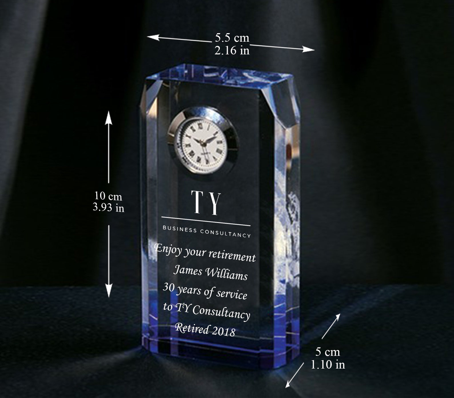 Custom Engraved Glass Mantel Clock Personalized Crystal Desk - Etsy UK