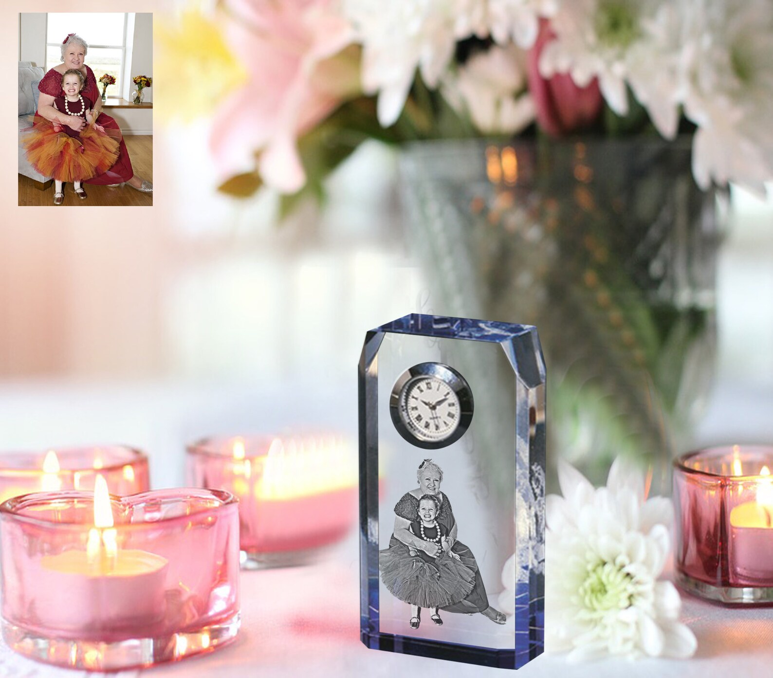 Custom Engraved Glass Mantel Clock Personalized Crystal Desk | Etsy