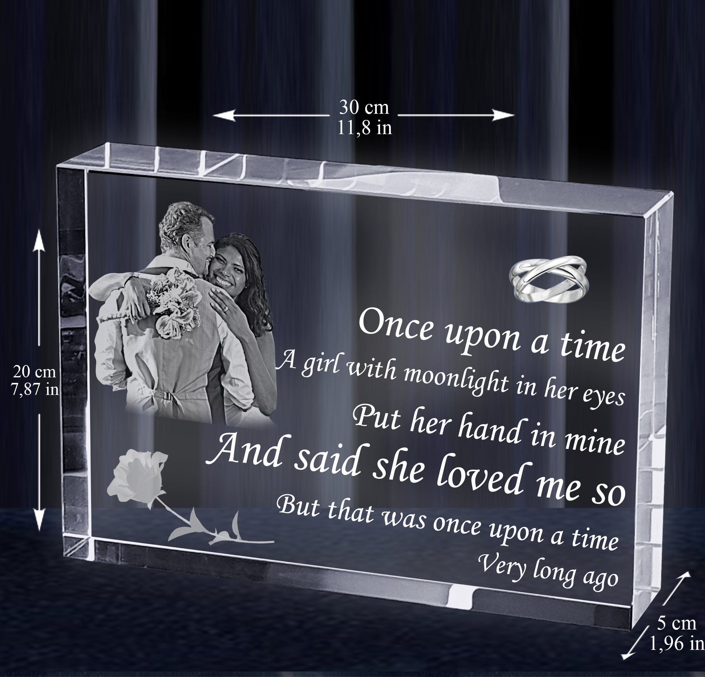 Personalized Laser Engraved Glass Photo Block Custom Etched - Etsy UK