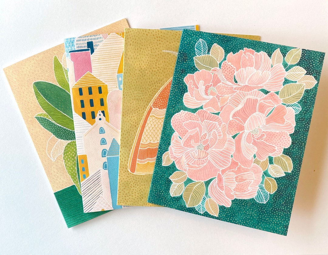 Note Cards - Pack of 4 Folded Cards - Etsy