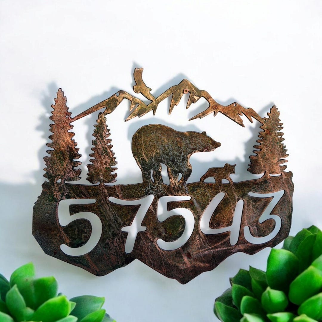 Rustic Metal House Number Sign - Custom Personalized Address Plaque ...