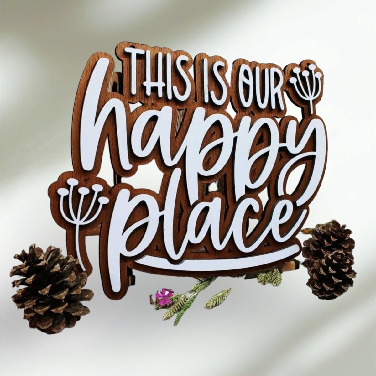 Raised Lettering Our Happy Place Sign - Etsy