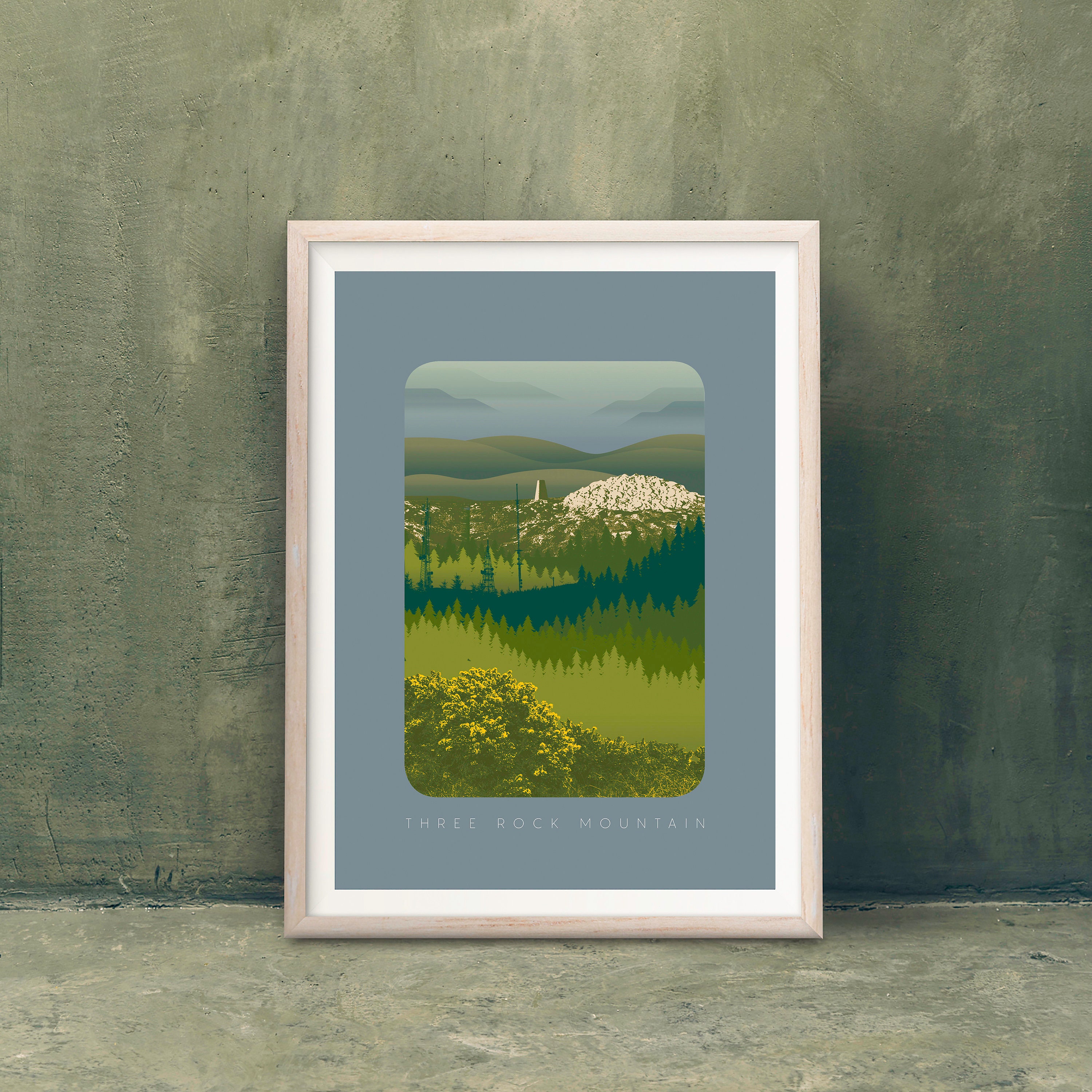 Three Rock Mountain Limited Edition A4 Print on 300gsm Grey - Etsy
