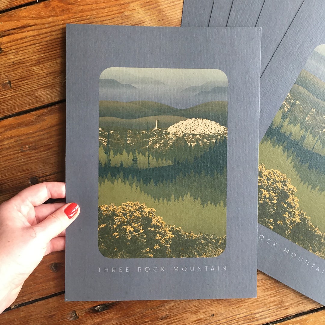 Three Rock Mountain Limited Edition A4 Print on 300gsm Grey Recycled ...