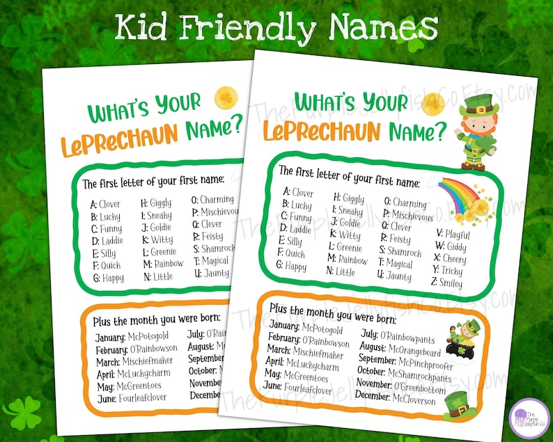 Leprechaun Name Game, Printable St. Patrick's Day Game for Kids, What's ...