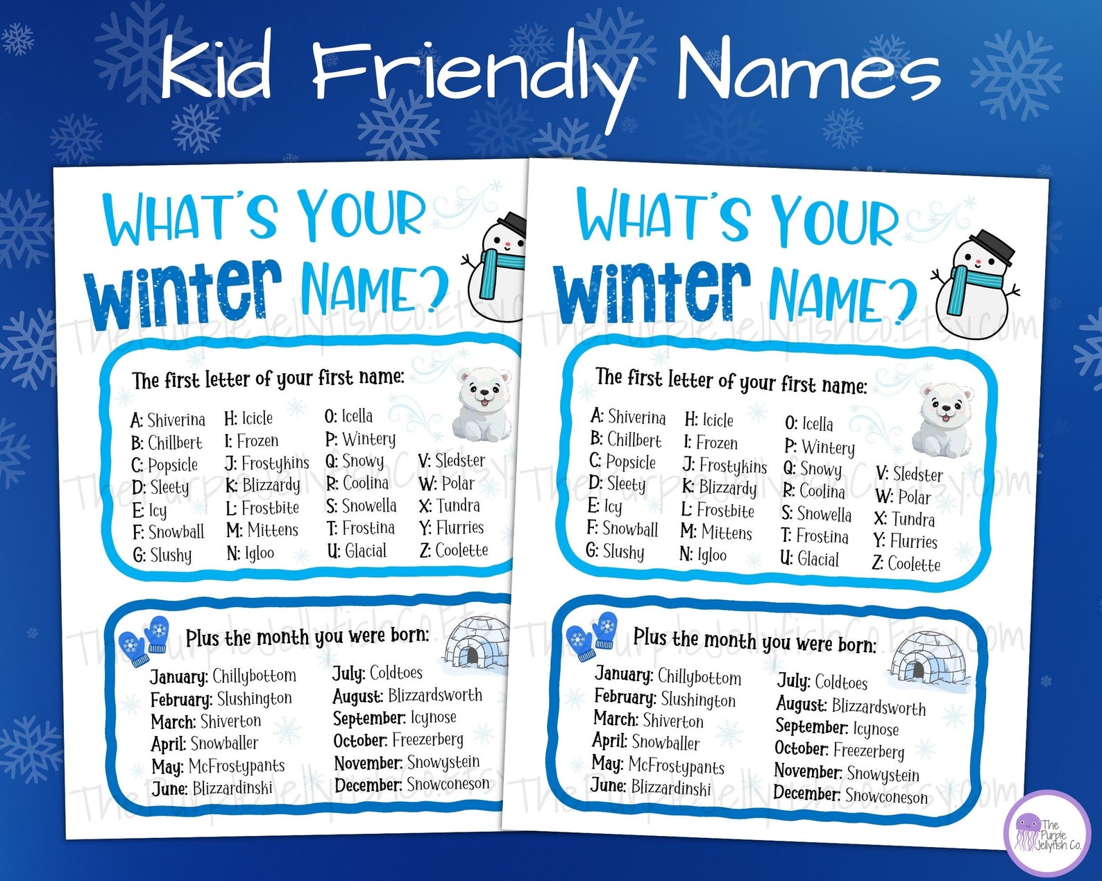 What's Your Winter Name Game With Sign and Name Tags, Winter Party ...