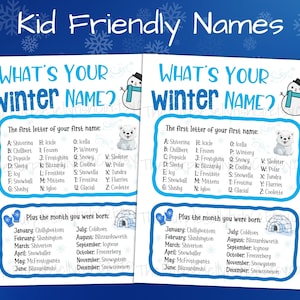 What's Your Winter Name Game With Sign and Name Tags, Winter Party ...