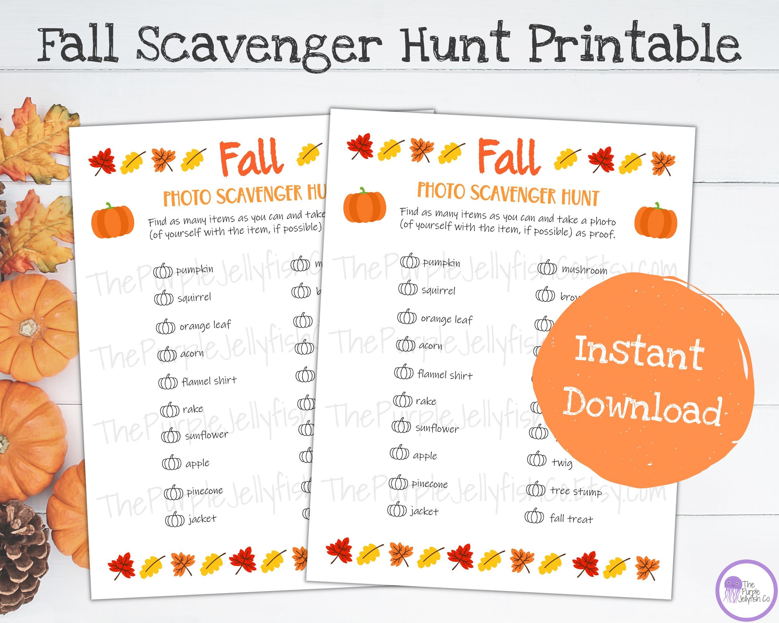Fall Scavenger Hunt Printable Fun Fall Game for Kids Fall - Etsy