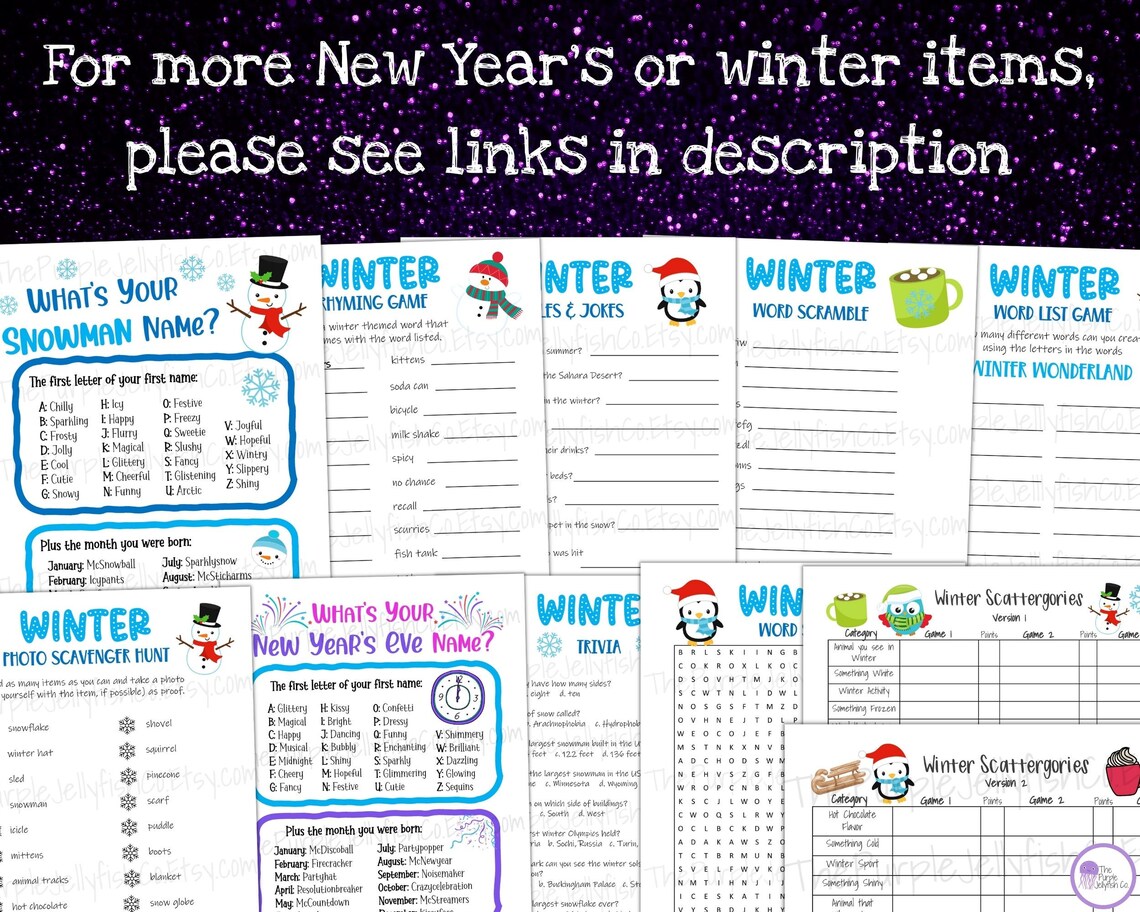 New Years Eve Scavenger Hunt, Printable New Year's Eve Games, Photo ...