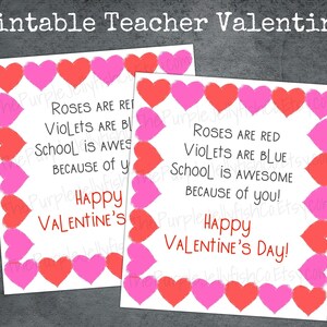 Valentines From Teacher to Student Valentines Cards Printable ...