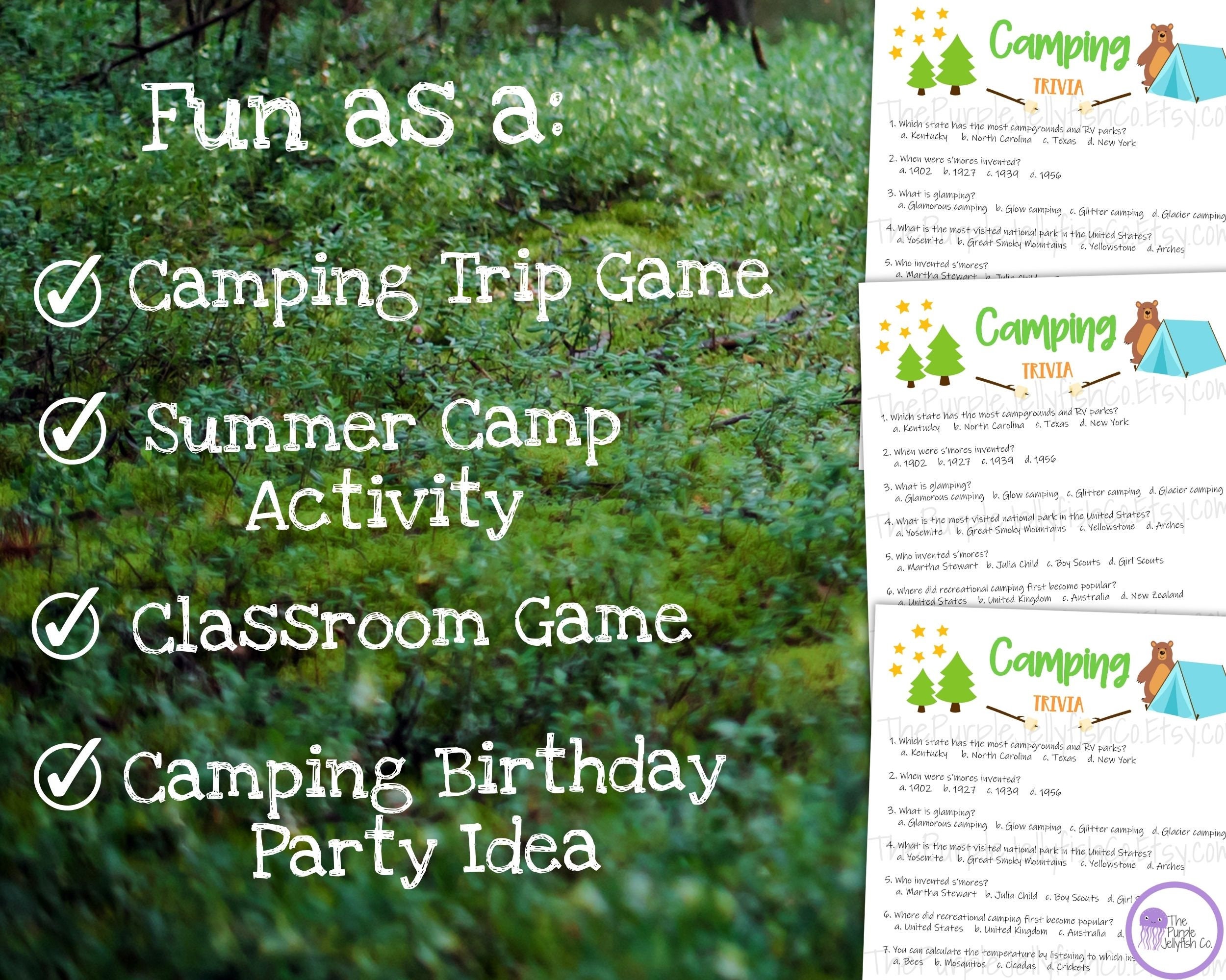 Camping Trivia Game, Camping Game Printable, Trivia Questions, Camping ...
