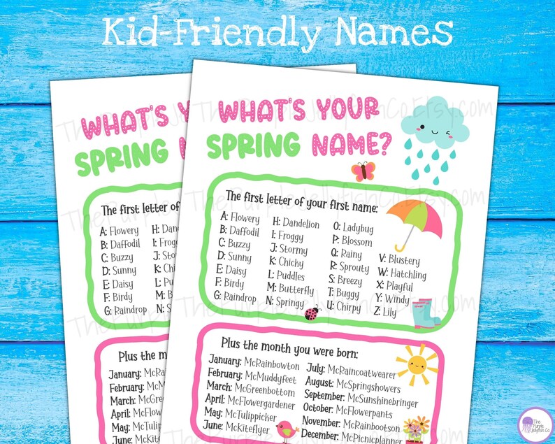 Spring Name Game, Printable Spring Activity for Kids & Adults, Spring ...