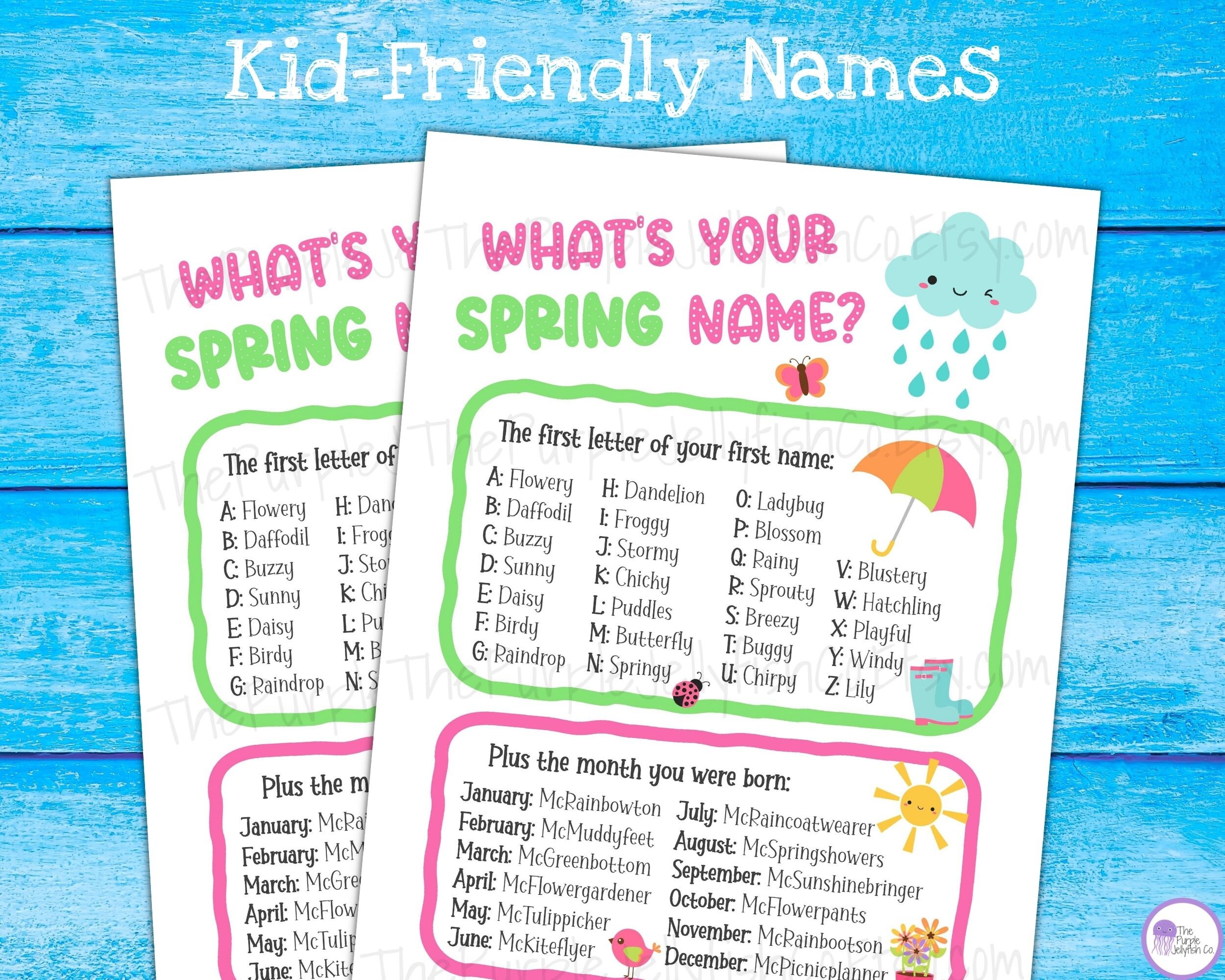 Spring Name Game, Printable Spring Activity for Kids & Adults, Spring ...