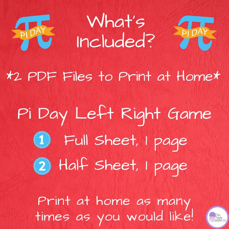 Pi Day Left Right Game, Pi Day Party Game Printable, Math Pi Day ...