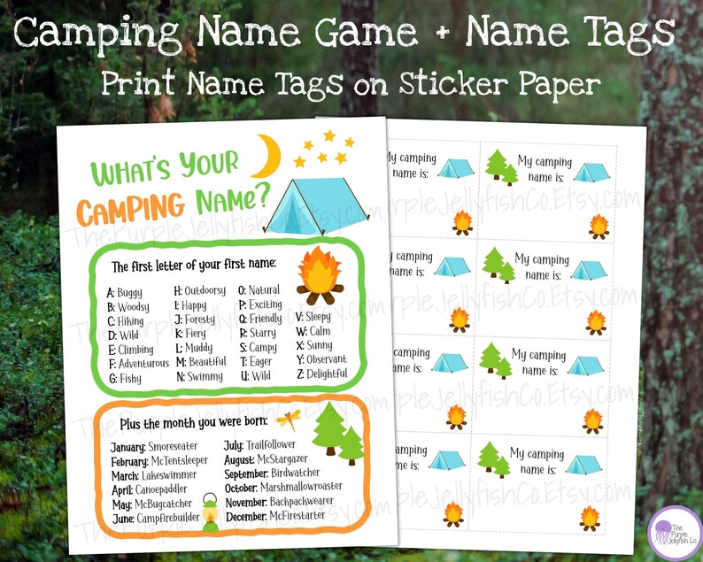 Camping Games Bundle, Fun Camping Games Printable, Camping Activities ...