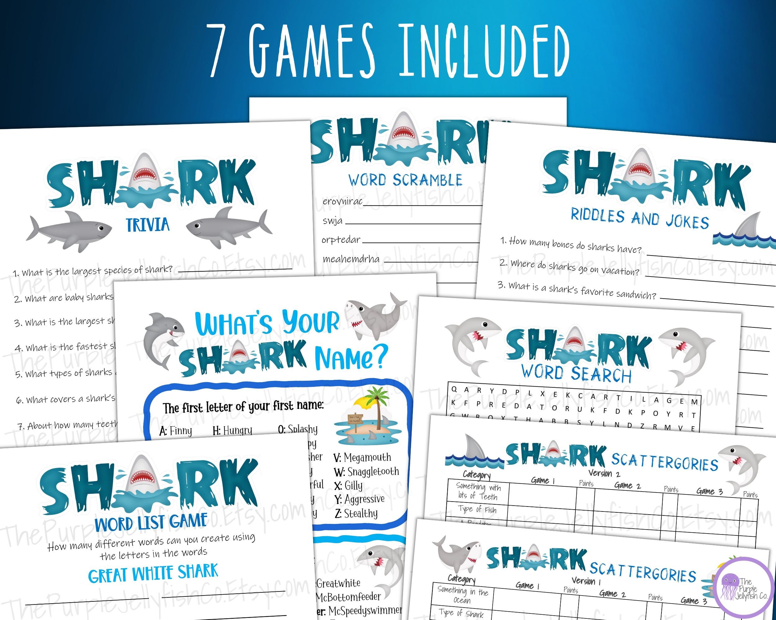 Shark Activities for Kids Shark Birthday Party Games Shark - Etsy