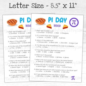 Pi Day Trivia Game for Kids and Adults, Printable Pi Day Activity, Pi ...