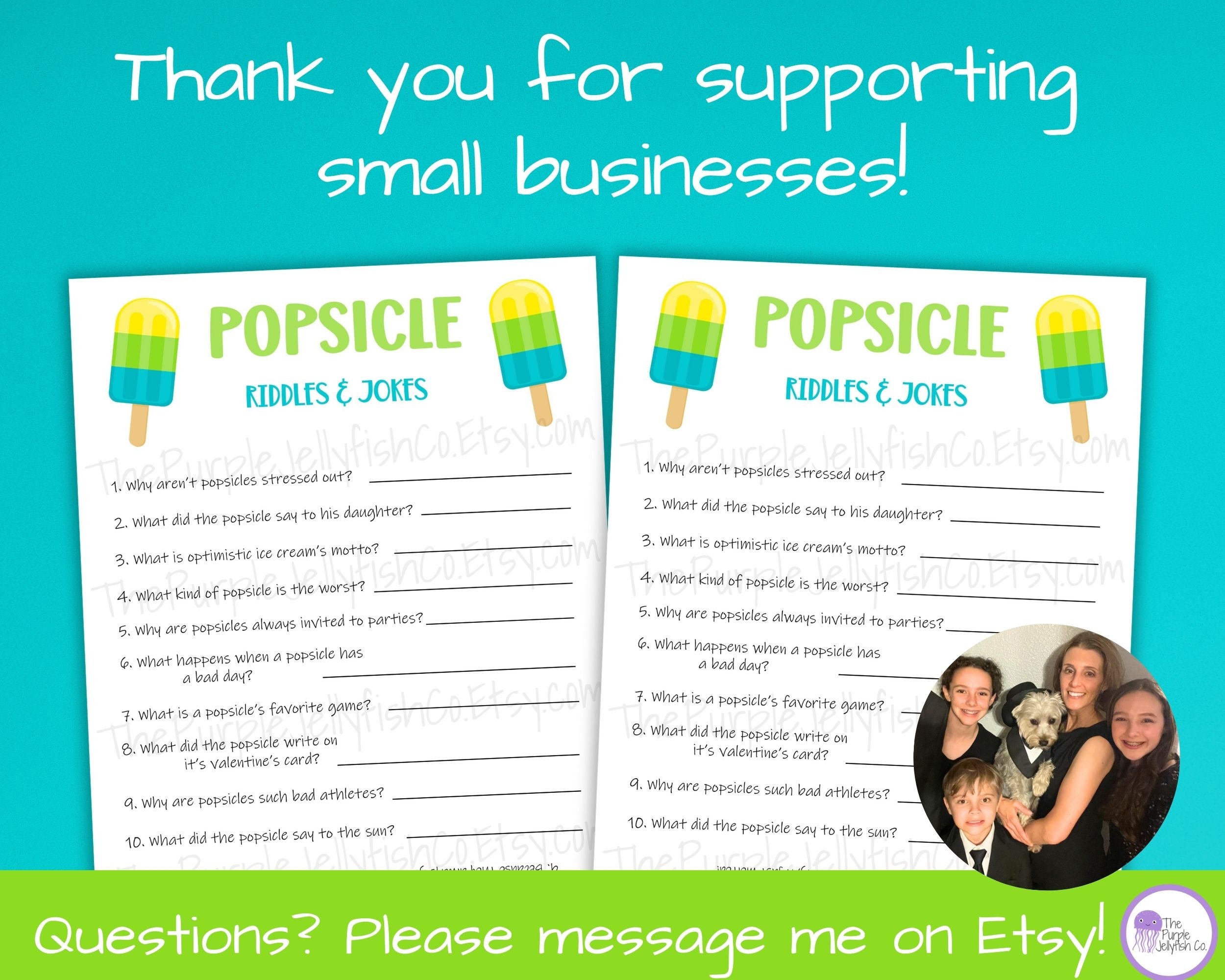 Popsicle Jokes for Kids Summer Activity Printable Popsicle Party Idea ...