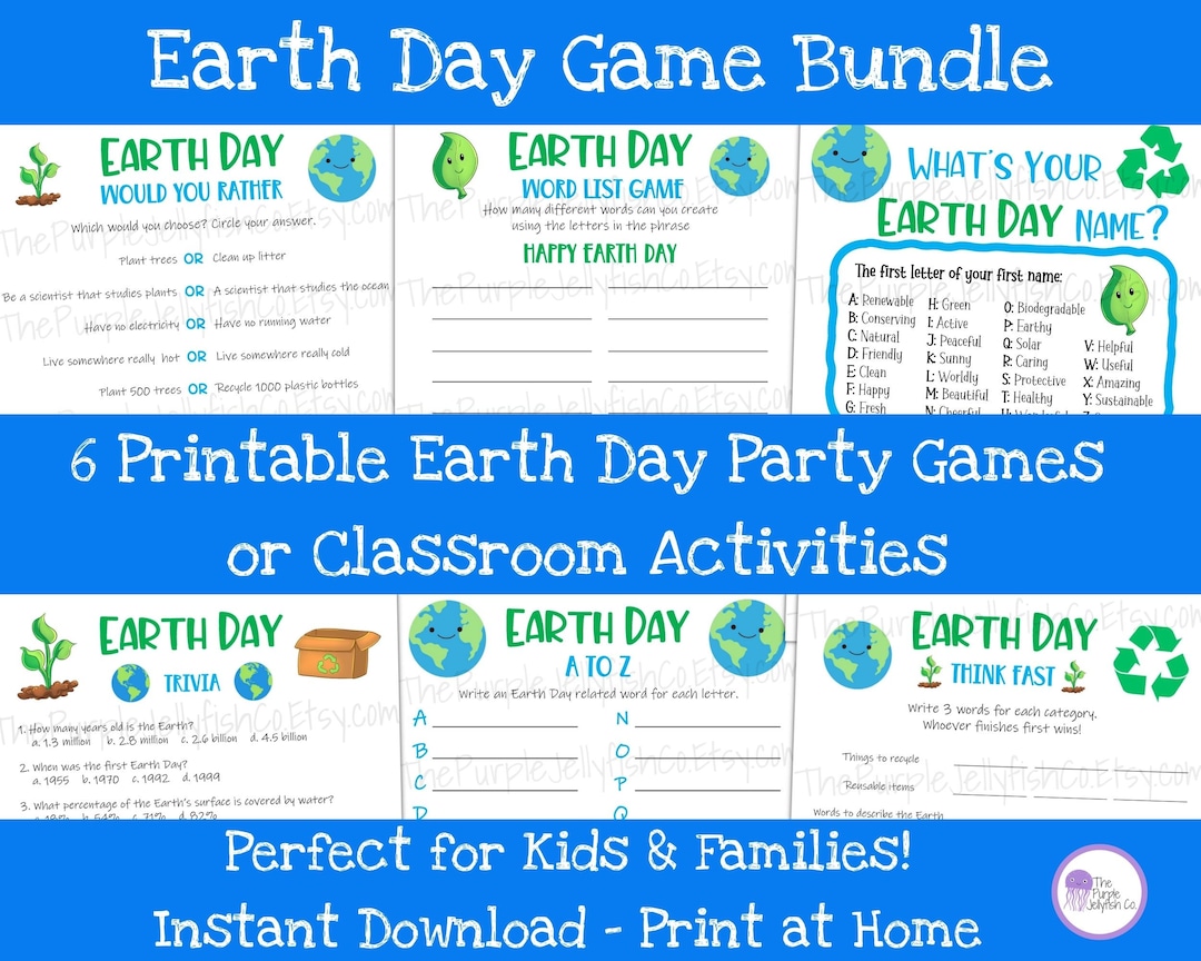 Earth Day Games Bundle, Printable Earth Day Activities for Kids ...