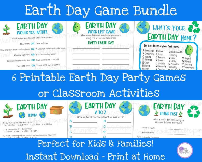Earth Day Games Bundle, Printable Earth Day Activities for Kids ...