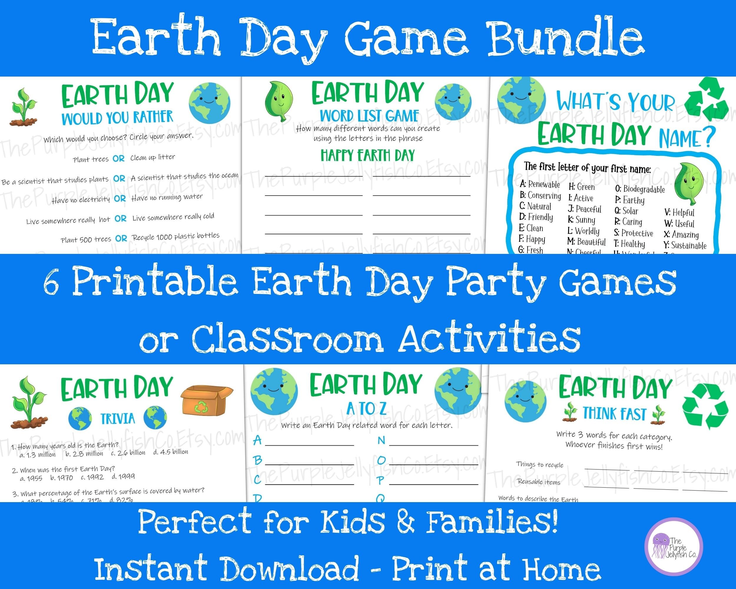Earth Day Games Bundle, Printable Earth Day Activities for Kids ...